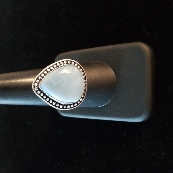 Jewelry | Angelite Teardrop Ring Dotted Edge Setting | Poshmark